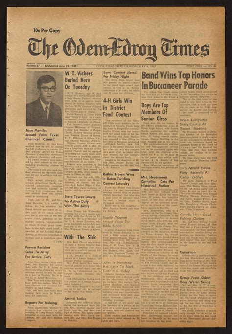 The Odem Edroy Times Odem Tex Vol 17 No 41 Ed 1 Thursday May