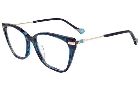 Yalea Vya024 093m Eyeglasses Womens Blue Full Rim Cat Eye 54 16 135