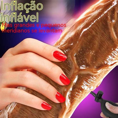 Vibrador Inflável Grande Com Ventosa Pênis Artificial Realista Pênis Macio Plug Anal Sex