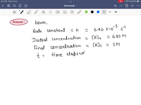 Solved The Decomposition Of Hydrogen Peroxide Follows First Order