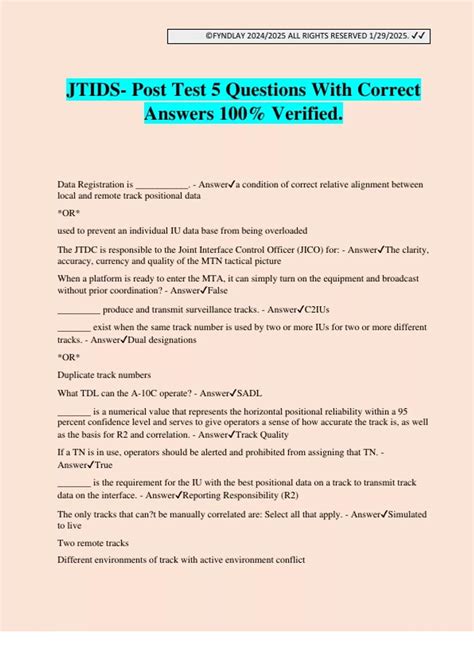Jtids Post Test 5 Questions With Correct Answers 100 Verified Jtids Stuvia Us