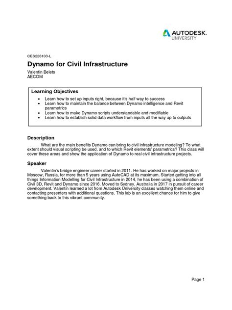 Dynamo For Civil 3d Pdf Autodesk Revit Parameter Computer