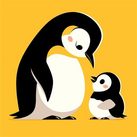 Emperor Penguin Caring For Its Chick Premium Ai Generated Vector