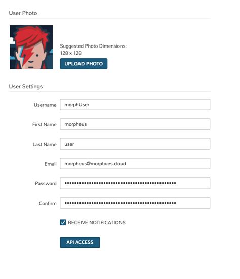 User Settings — Morpheus Docs Documentation