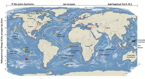 Map Depicting Global Weather Patterns Featuring Jet Streams And Storm