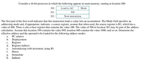 Solved Consider A 16 Bit Processor In Which The Following