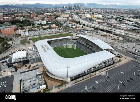 an aerial view of the banc of california stadium the home of the lafc
