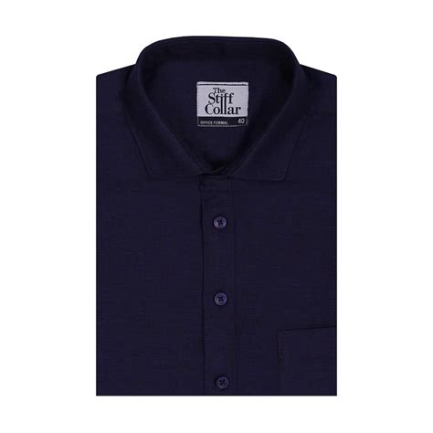 Steel Blue Cotton Linen Half Sleeve Shirt