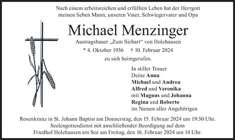 Traueranzeigen Von Michael Menzinger Trauermerkurde