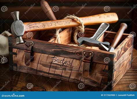 Rustic Wooden Toolbox Filled With Various Tools In Workshop Environment