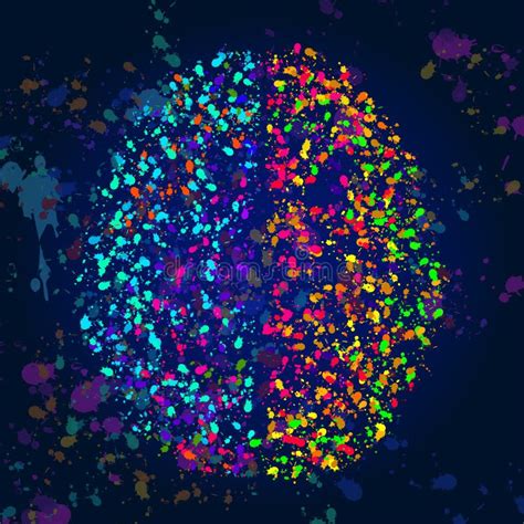 Abstract Human Brain Of Colorful Ink Splashes Grunge Splatters Vector Illustration Stock
