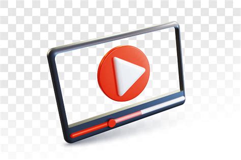 원근감보기 소셜 미디어 개념에서 최소한의 비디오 플레이어 또는 미디어 플레이어 인터페이스 투명한 배경에 사실적인 3d 벡터 일러스트 레이 션 3차원 형태에 대한 스톡 벡터