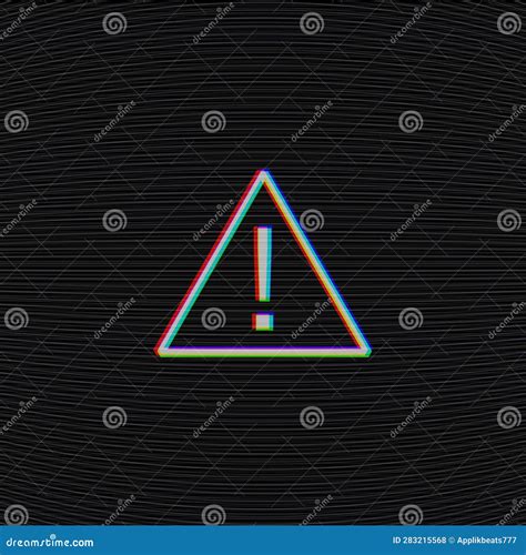 Glitched Attention Sign On Black Background With Tv Moire Noise Texture Computer Hacked Danger