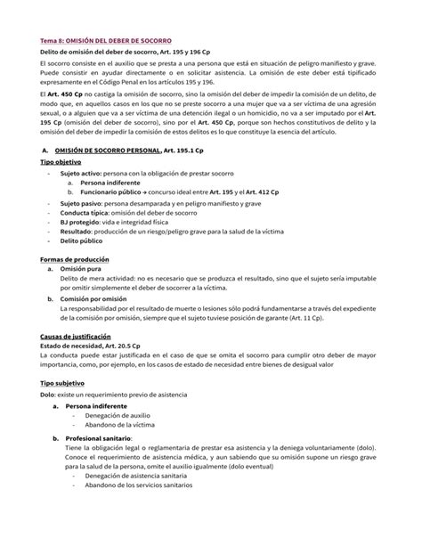 Omisión del Deber de Socorro Análisis del Delito Art 195 y 196 CP