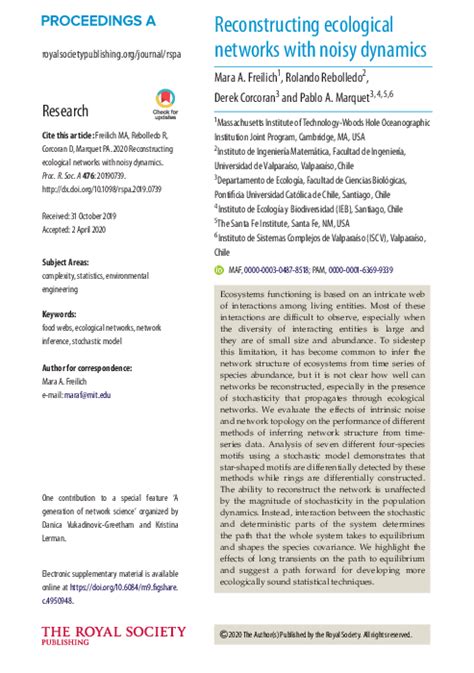 Pdf Reconstructing Ecological Networks With Noisy Dynamics