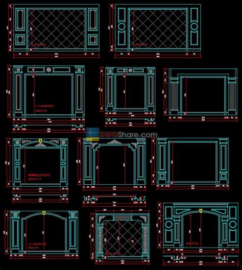 Neoclassical Wall Design Free Autocad Blocks