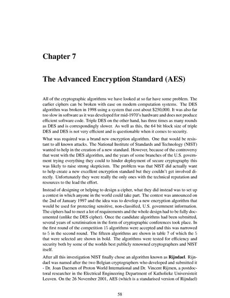 Aes Chapter 7 The Advanced Encryption Standard Aes All Of The