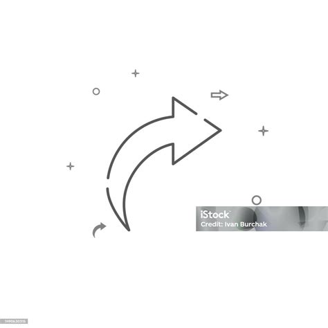 右の単純なベクター線アイコンを指す曲がった矢印白い背景にシンボルピクトグラムサイン編集可能なストローク Guiのベクターアート素材や画像を