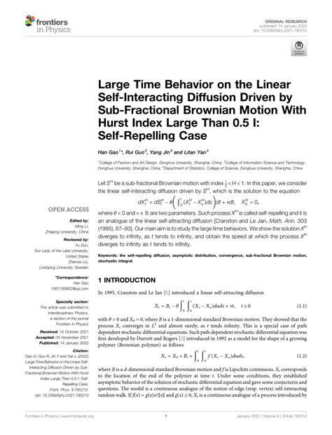 Pdf Large Time Behavior On The Linear Self Interacting Diffusion Driven By Sub Fractional