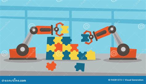 Robot Solving Jigsaw Puzzle Royalty Free Stock Image Cartoondealer