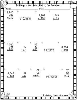 To Digits Add Subt Mult Div All Basic Operation Mix Problem