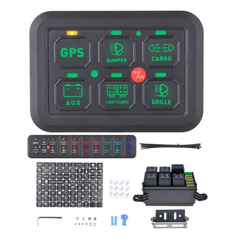 แผงสวิตช์รีเลย์ 6 Gang 7 สี ปรับได้ 12v สําหรับรถยนต์ รถบรรทุก Utv Suv เรือ Shopee Thailand