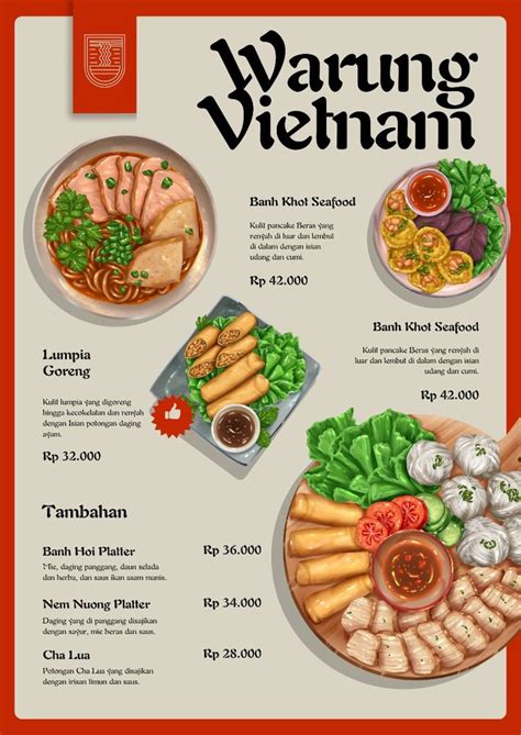 menu restoran makanan vietnam ilustratif template canva makanan