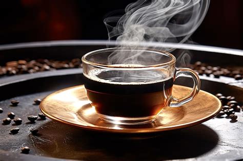 Premium Ai Image Cup Of Delicious Hot Coffee On Table On Dark Background