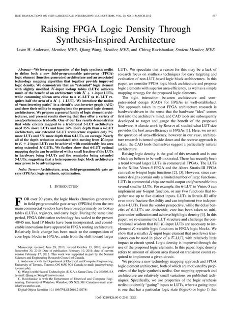 Pdf Raising Fpga Logic Density Through Synthesis Inspired