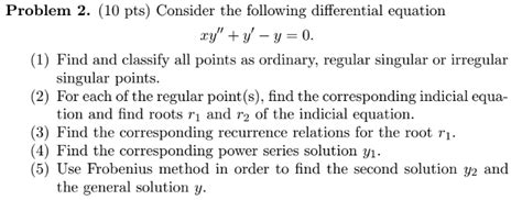 Solved Consider The Following Differential Equation Xy Y