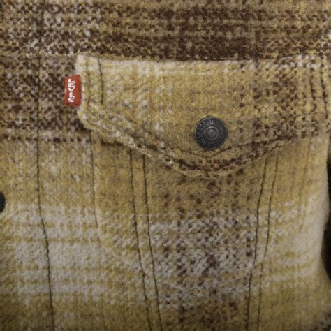 Levis Plaid Sherpa Trucker Jacket Beige Mainline Menswear
