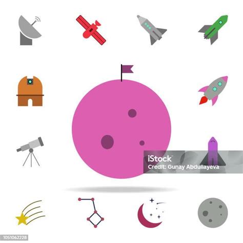 標誌上的月亮彩色圖示彩色空間圖示用於 Web 和移動的通用設置向量圖形及更多不明飛行物體圖片 不明飛行物體 俄羅斯太空人 圓形
