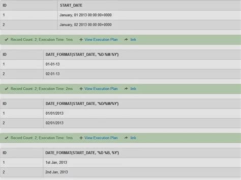 Code Samples Mysql Date Format
