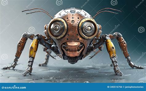 Futuristic Robotic Ant With Detailed Design On Gradient Background Sci Fi Illustration Stock