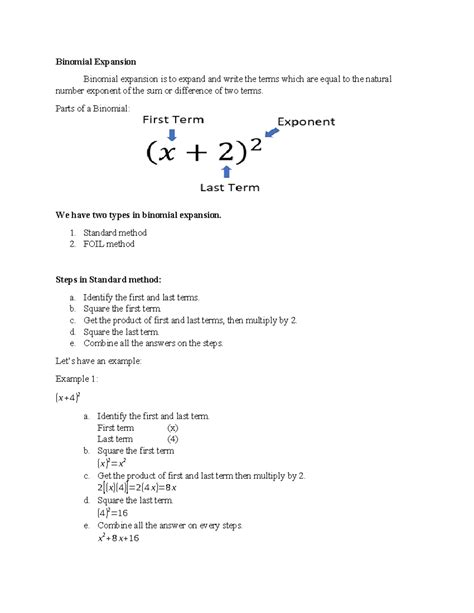 Binomial Expansion Copy Binomial Expansion Binomial Expansion Is To Expand And Write The
