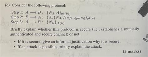 Solved C Consider The Following Protocol Step Chegg