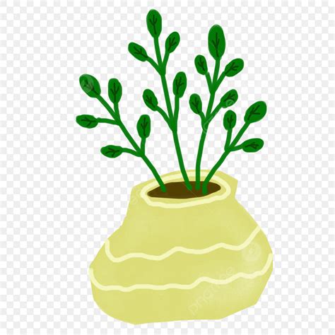 Cartoon Small Leaf Plant Potted Free Illustration Cartoon Green Vase