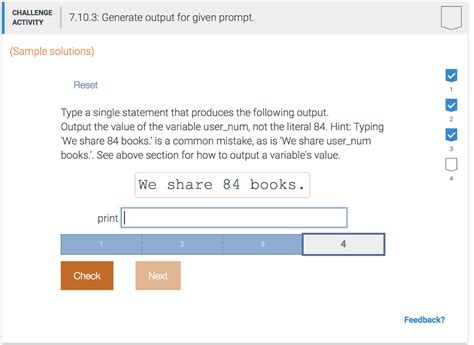 Solved Challenge Activity 7103 Generate Output For Given