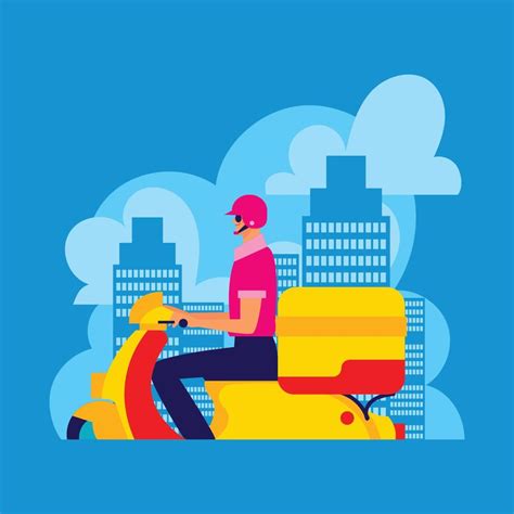 Postal Courier With Motorcycle 12290422 Vector Art At Vecteezy