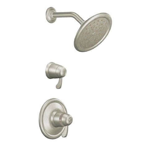 Moen Exacttemp Bathroom Shower Faucet Set With Rain Shower Head In