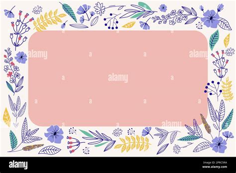 Frame With Leaves And Flowers Around And Important Announcements Inside