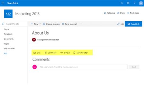 Sharepoint Online How To Disable Social Bar Like Comment Views Save For Later In Modern
