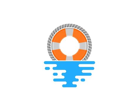 바다 물 벡터 일러스트 레이 션에 Lifebuoy 프리미엄 벡터