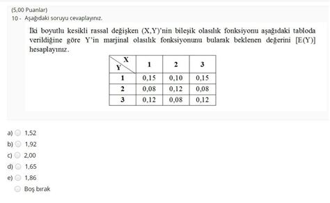 SOLVED Puanlar A A Daki Soruyu Cevaplay N Z Ki Boyutlu Kesikli Rassal De I Ken