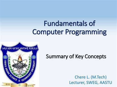 Fundamentals Of Computer Programming In C Key Concepts Ppt