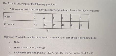 Solved Use Excel To Answer All Of The Following Questions Chegg