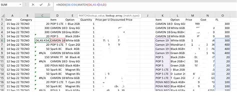 Why Does My Lookup Array Also Go Down When I Use Indexmatch Rexcel