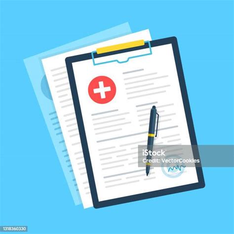 醫療剪貼板筆和簽名健康保險報告填寫醫療表格的概念平面設計向量插圖向量圖形及更多病歷圖片 病歷 策略 問卷 Istock