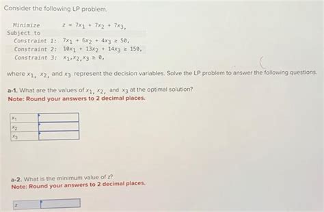 Solved Consider The Following LP Problem Minimize Chegg