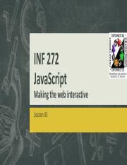 L03 INF272 JavaScript 1 Pdf INF 272 JavaScript Making The Web